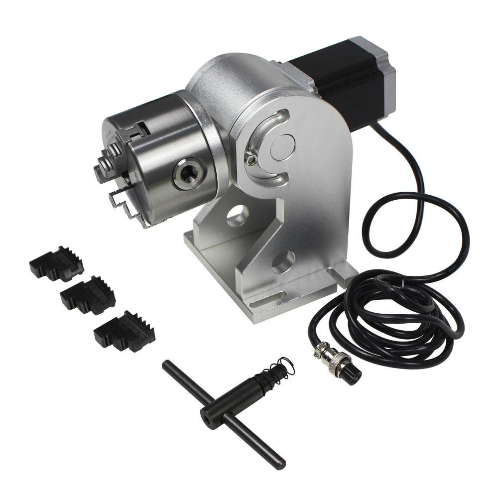 Buy D80 3 Jaw 80mm Rotary Axis with Stepper Motor for Fiber Laser ...