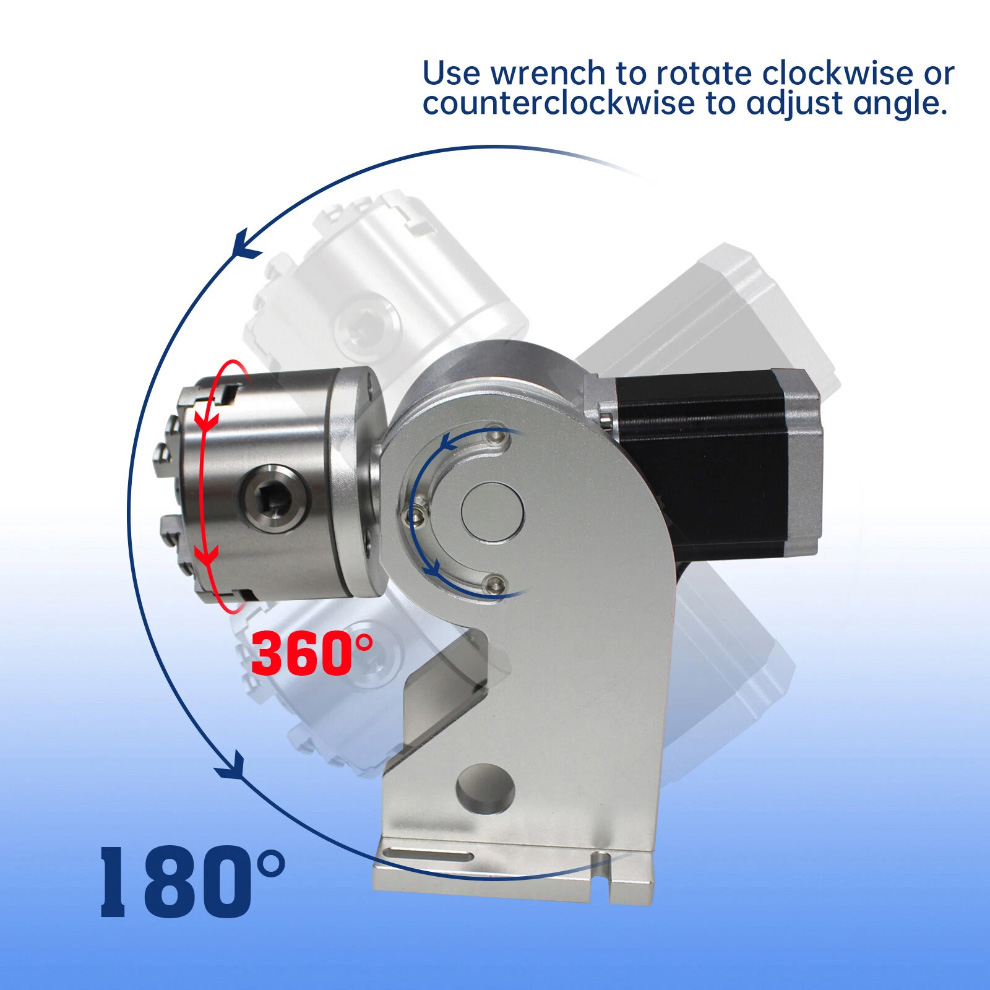 Buy D80 3 Jaw 80mm Rotary Axis with Stepper Motor for Fiber Laser ...