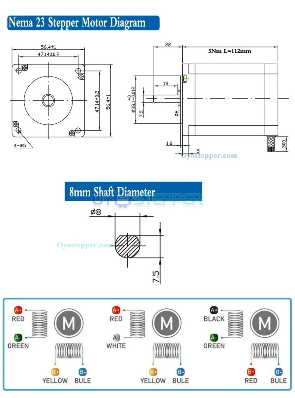 Buy 57HS11230A4 + DM556 + S-350-24 3 Axis Kit Nema 23 1.8° 3Nm 2-Phase ...