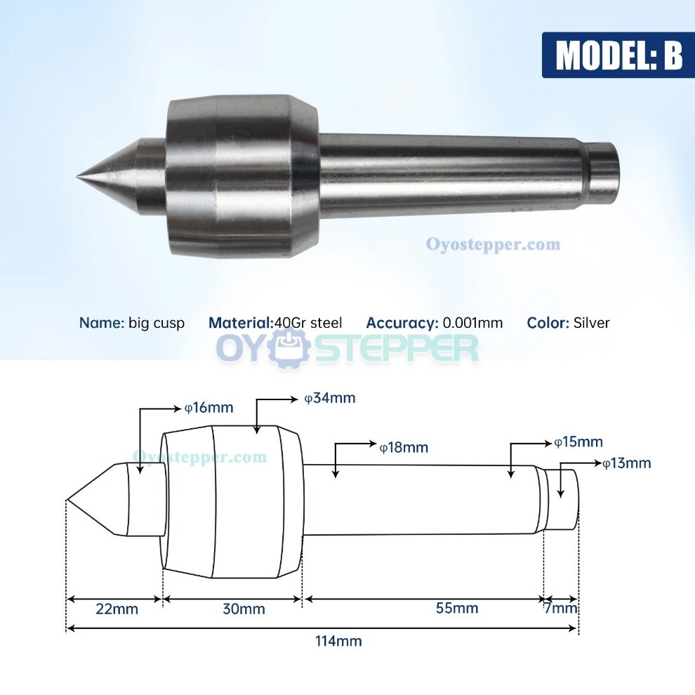 Buy MT2 65mm MT2 Movable Lathe Center Tailstock with 4Pcs Heads For CNC ...