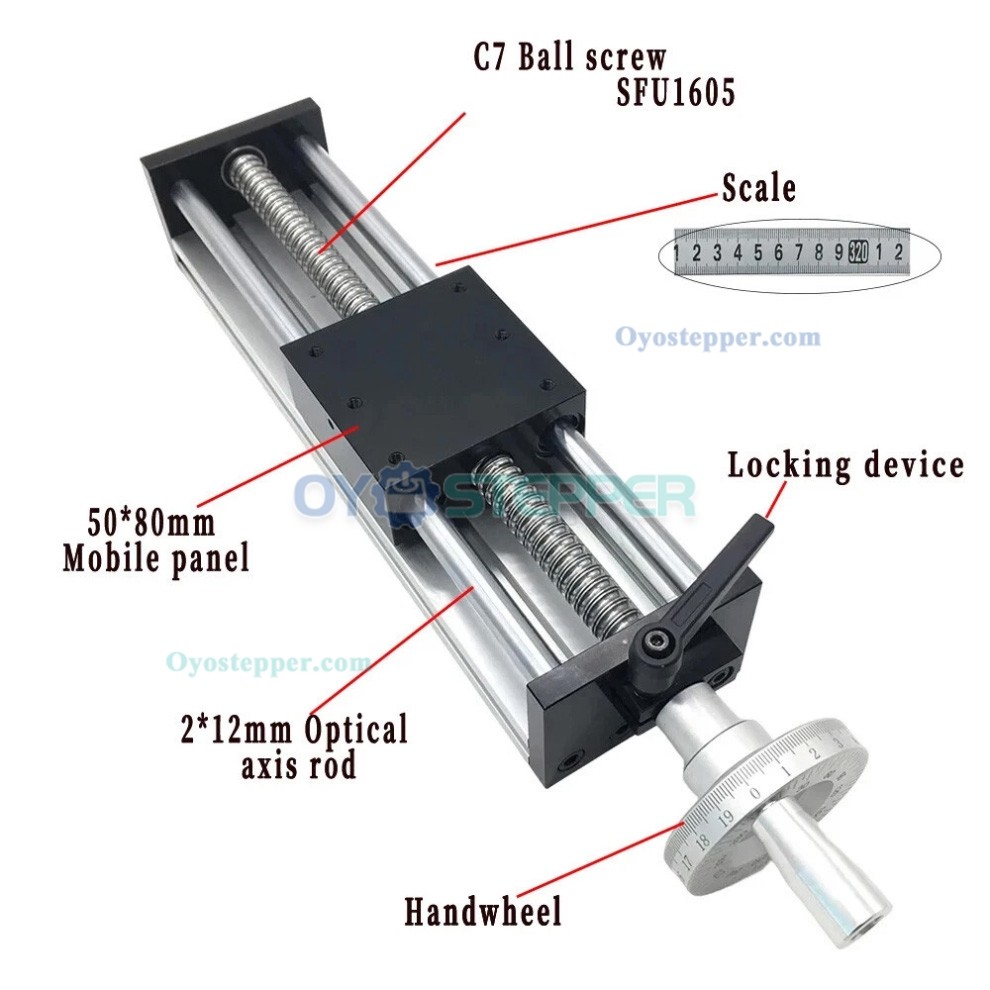 Buy GGP5080 Manual Linear Guide Rail Slide Stage Ballscrew CNC Motion ...