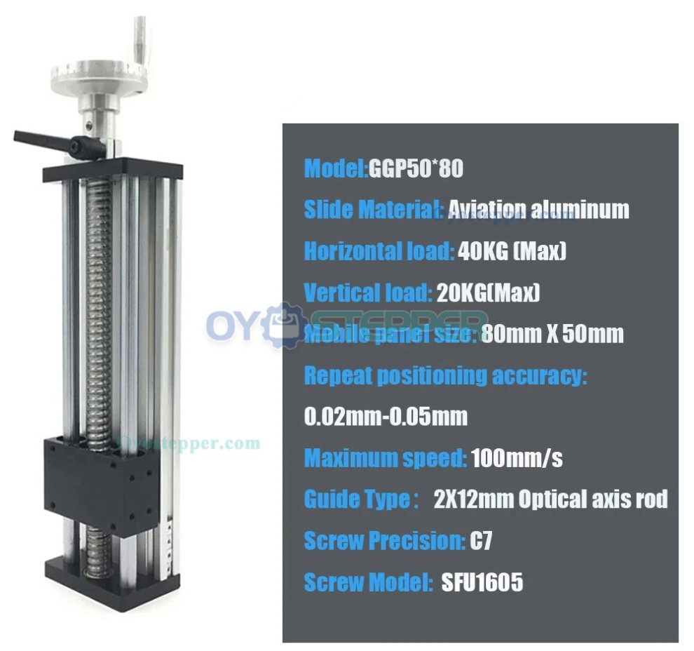 Buy GGP5080 Manual Linear Guide Rail Slide Stage Ballscrew CNC Motion ...