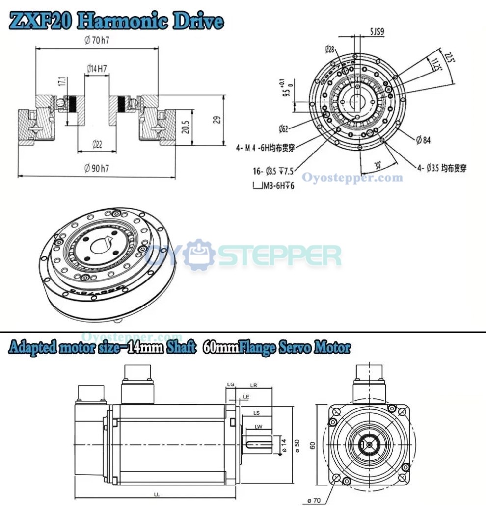 Buy ZXF Series Harmonic Gear Reducer Ratio 31:1-160:1 Harmonic Drive ...