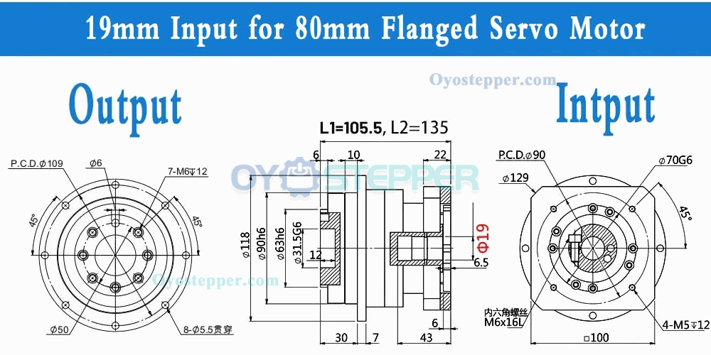 Buy PLX090 Helical Gear Planetary Gearbox Speed Reducer NEMA34 86mm Stepper Motor / 90mm Servo ...