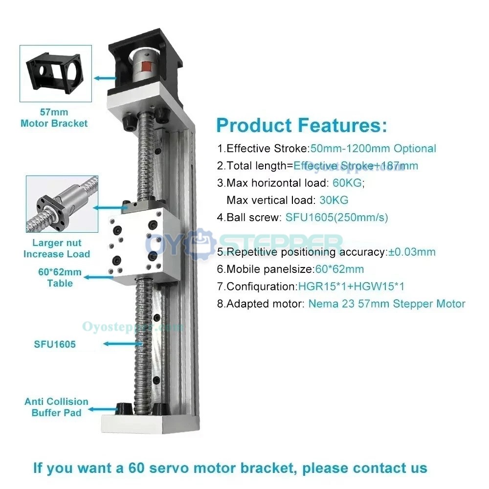 Buy DXG-YR60 Ballscrew Motorized Linear Rail Stage Kit CNC Slide Table ...