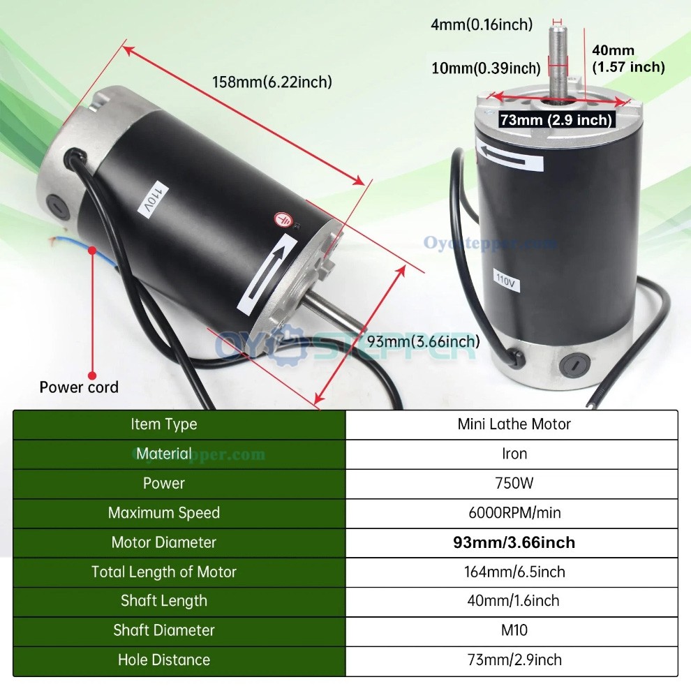 Buy OSP001750 550W/750W Mini Lathe Motor 6000rpm For CJ0618 WM210V ...