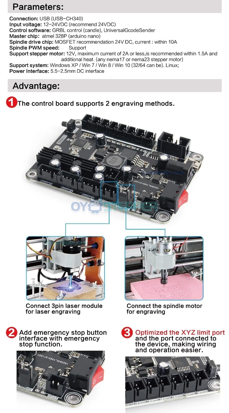 Buy GRBL 1.1 3 Axis GRBL Control Board Laser Controller 3018 Pro CNC ...